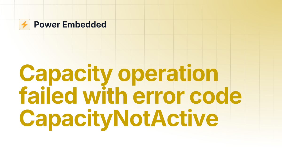 Capacity operation failed with error code CapacityNotActive | Power ...